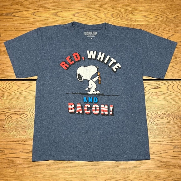 Peanuts | Shirts & Tops | Peanuts Snoopy Tshirt Red White And Bacon ...